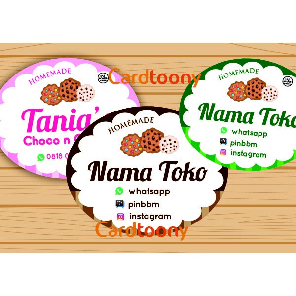 Jual Sticker / stiker label nama toko produk cookies / makanan manis ...