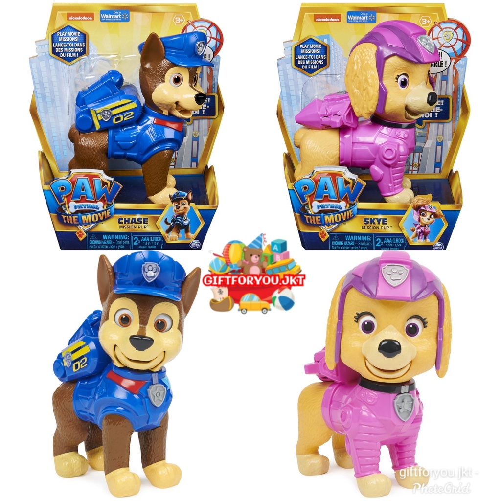 Jual Paw Patrol Chase Skye Mission Pup Action Figure Toy Sounds Mainan ...
