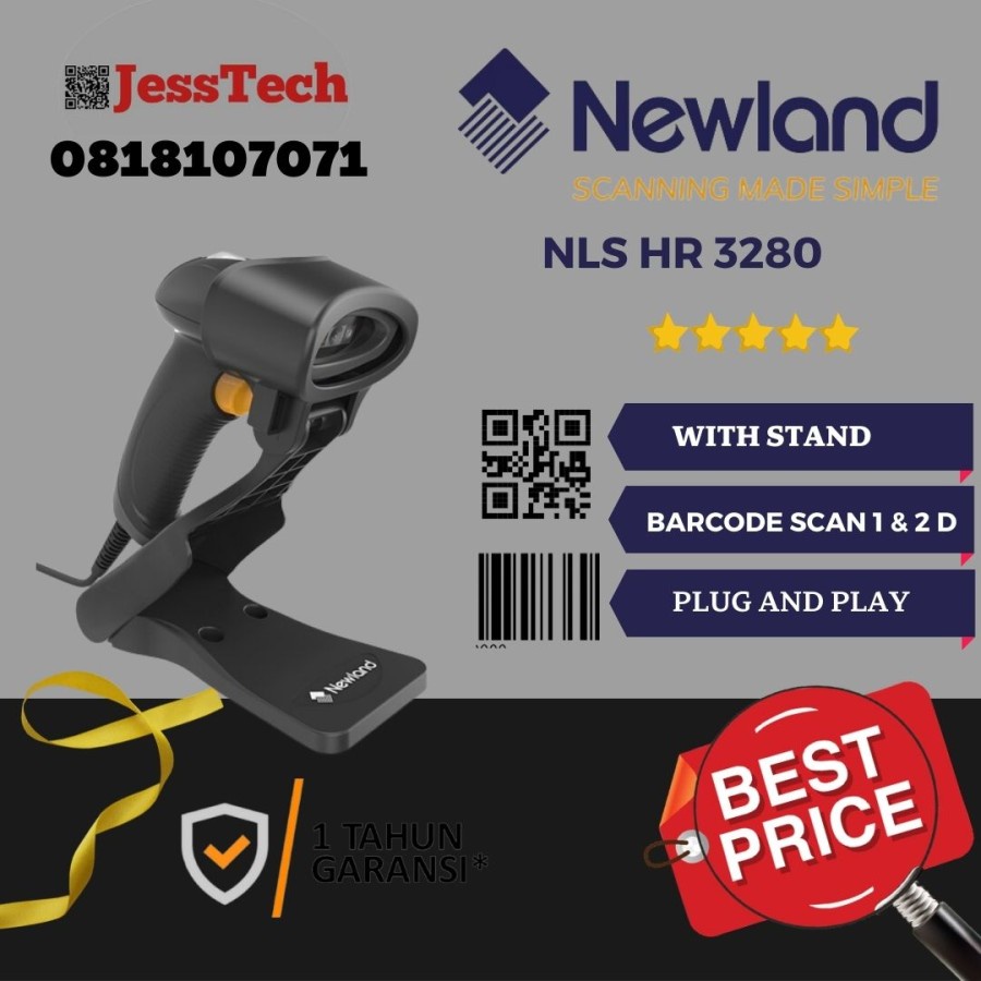 Jual NEWLAND HR-3280 SCANNER BARCODE 2D HR 3280 - USB - 2D | Shopee ...