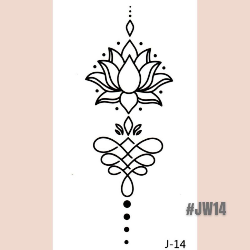 Jual Tatto temporer Teratai Bulan bunga black ink / Temporary tattoo ...