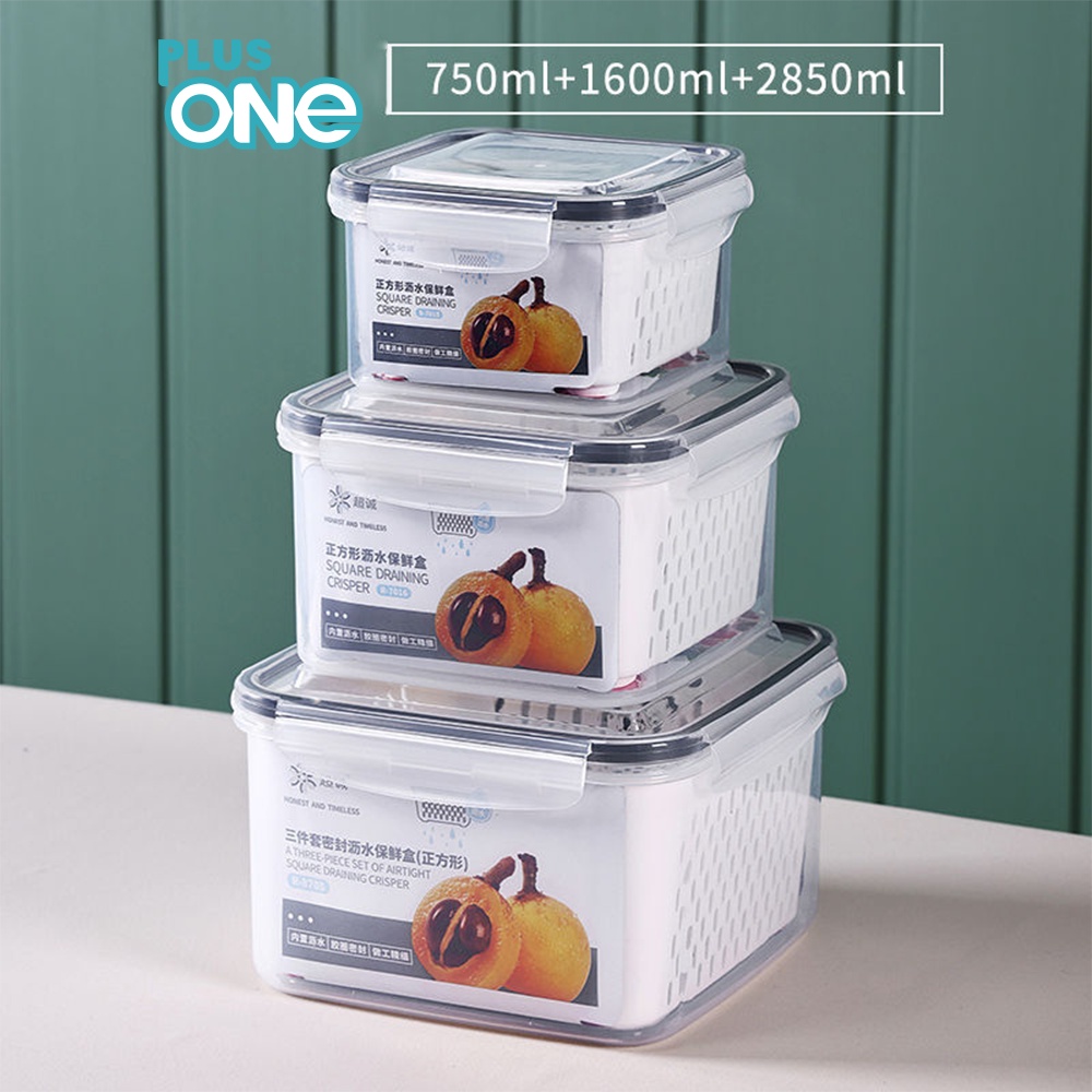 Jual Plus One Set 3 Pcs Rak Kulkas Akrilik Kotak Makanan Box Container ...