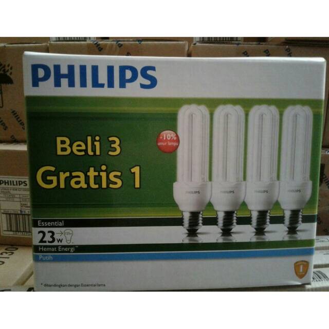 Jual Lampu Philips Esential 23 Watt Paket Beli 3 Gratis 1 | Shopee Indonesia