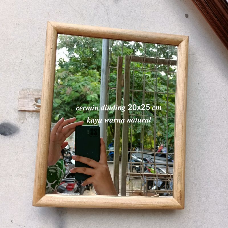 Jual Cermin dinding 20x25cm kayu gundul natural / kaca | Shopee Indonesia