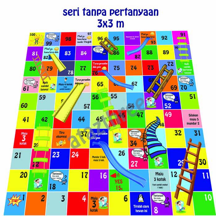 Jual Karpet main ular tangga raksasa tanpa pertanyaan 3x3 | Shopee ...