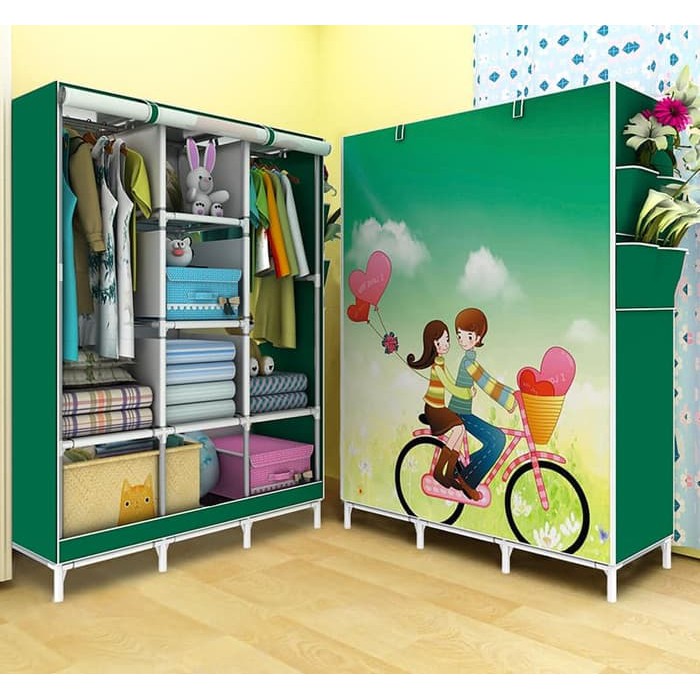 Jual R-08 Multifunction Wardrobe With Cover / Lemari Pakaian Portable ...