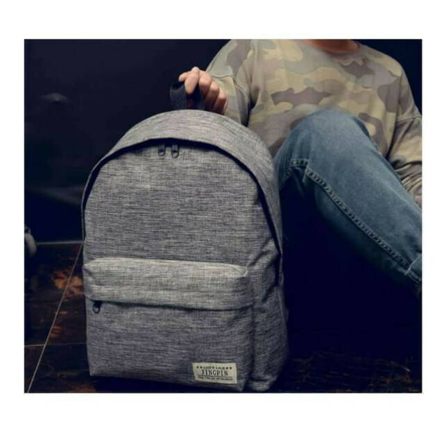 Jual Tas ransel BP01 Korea Casual Canvas Backpack Pria Wanita / Tas Kuliah Sekolah - grey ...