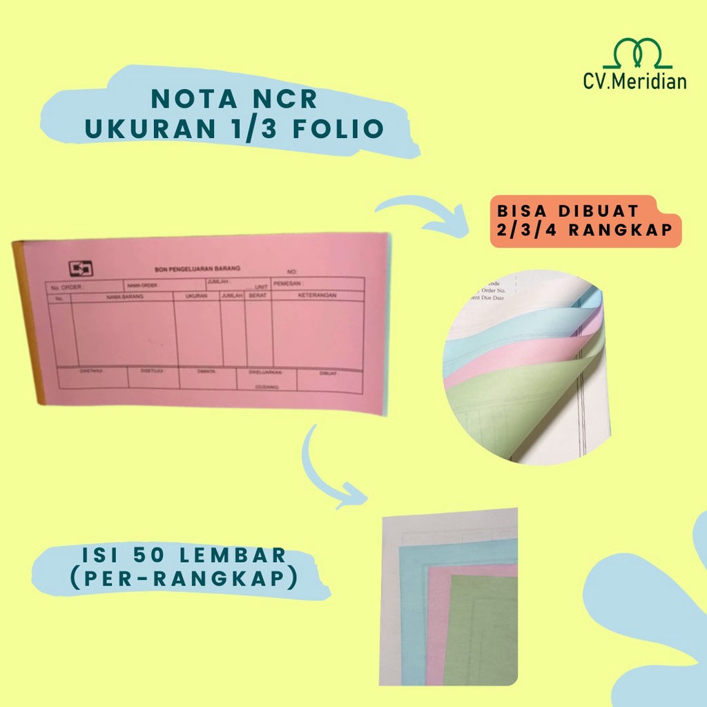 Jual CETAK NOTA BON SURAT JALAN KWITANSI INVOICE NCR 1/3 FOLIO 2/3/4PLY ...