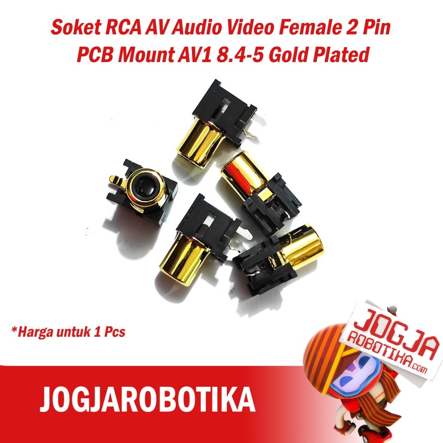 Jual Soket RCA AV Audio Video Female 2 Pin PCB Mount AV1 8.4-5 Gold ...