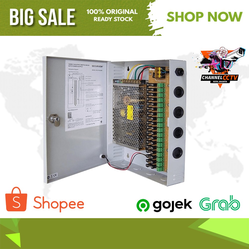 Jual Psu Cctv Power Supply Box 12v 10A / PSU box cctv 12v 10a | Shopee ...