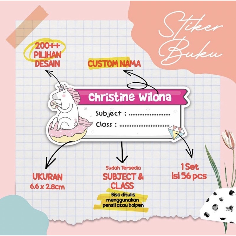 Jual Stiker Buku Sekolah TK PAUD SD SMP | Sticker Label Nama Book ...