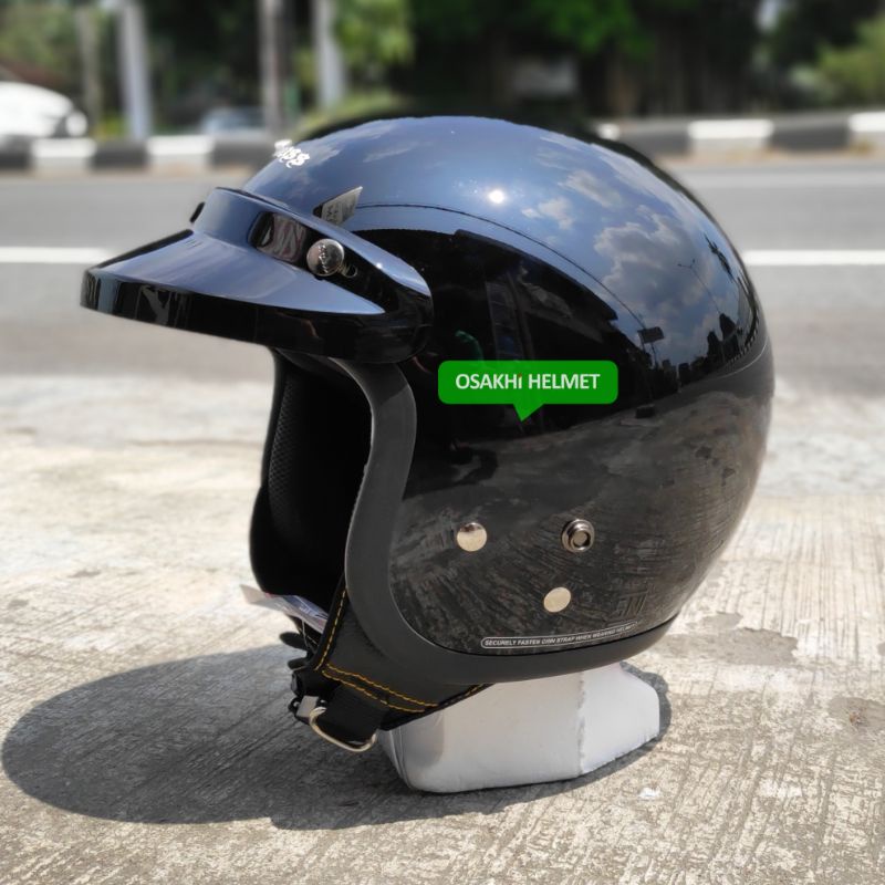 Jual Cargloss CFM Deep Black Helm Retro Klasik Apik Hitam Metalic ...