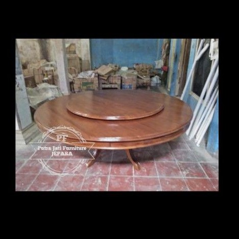 Jual Meja makan bundar besar diameter 2 meter + meja putar jati ...