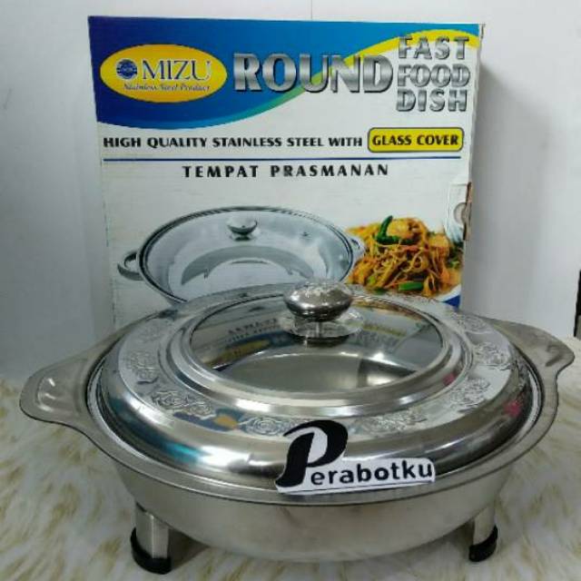 Jual FAST FOOD 555 Bulat Round Wadah tempat saji Prasmanan Tutup Kaca ...