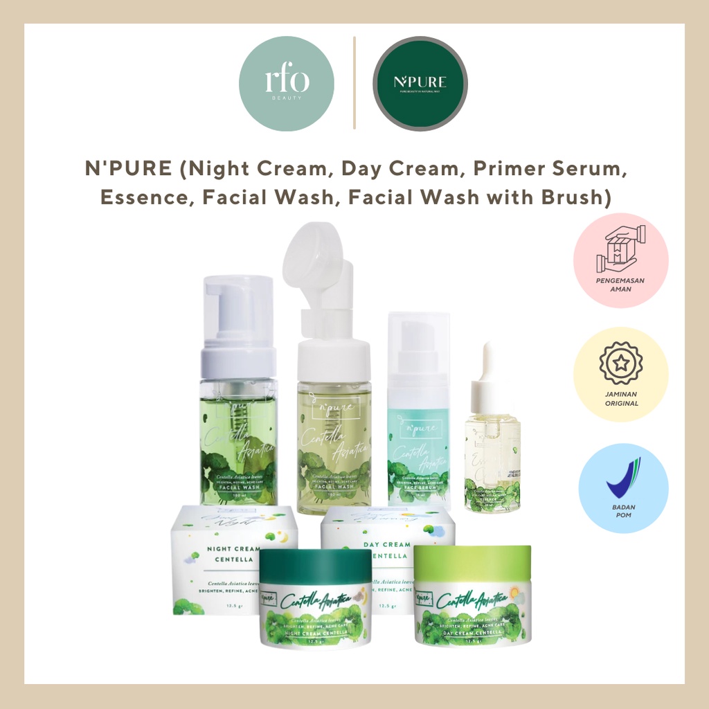 Jual N'PURE Cica Series (Wash,Toner, Essence,Day Cream, Night Cream ...