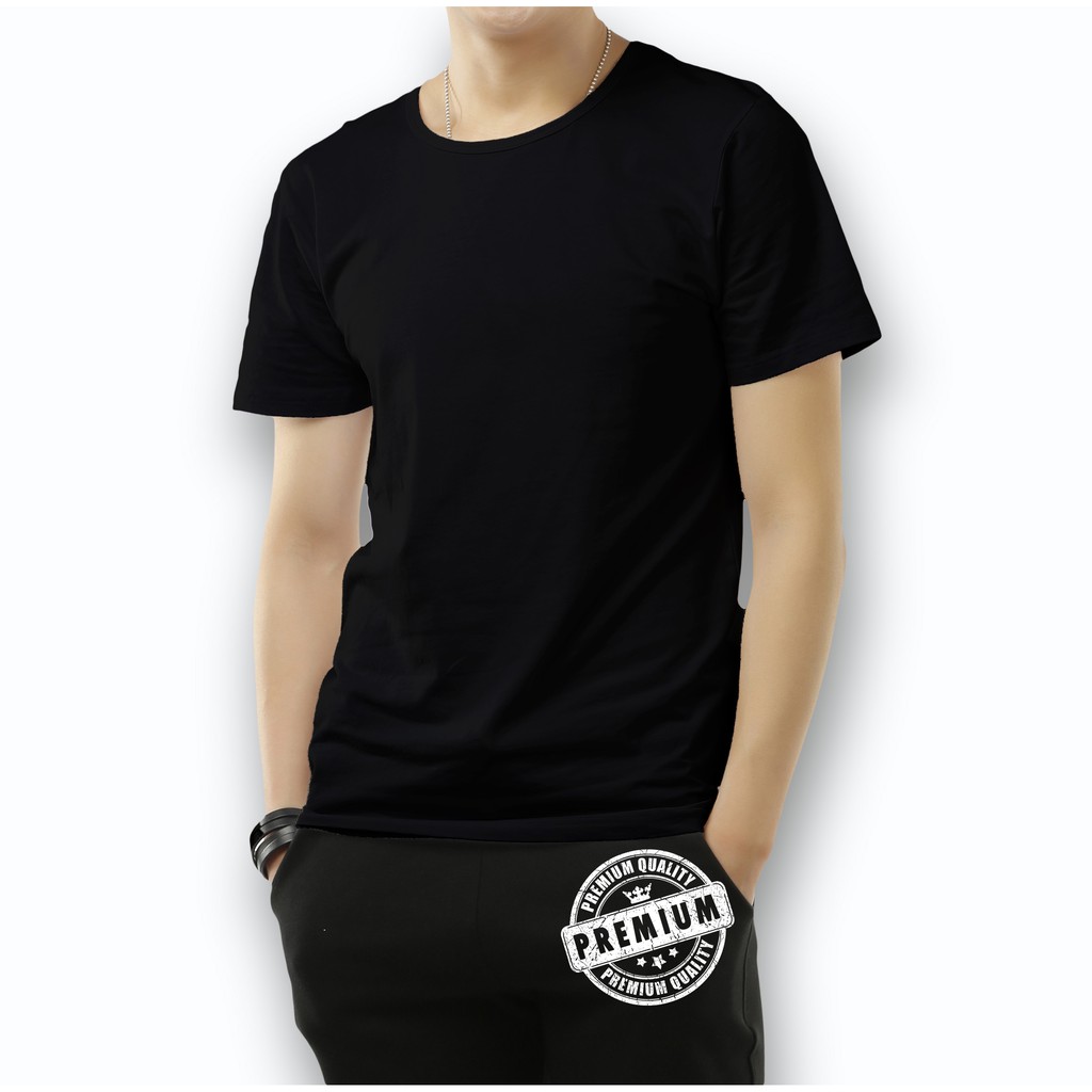 Jual Kaos polos premium warna hitam bahan cotton combad 20s | Shopee ...