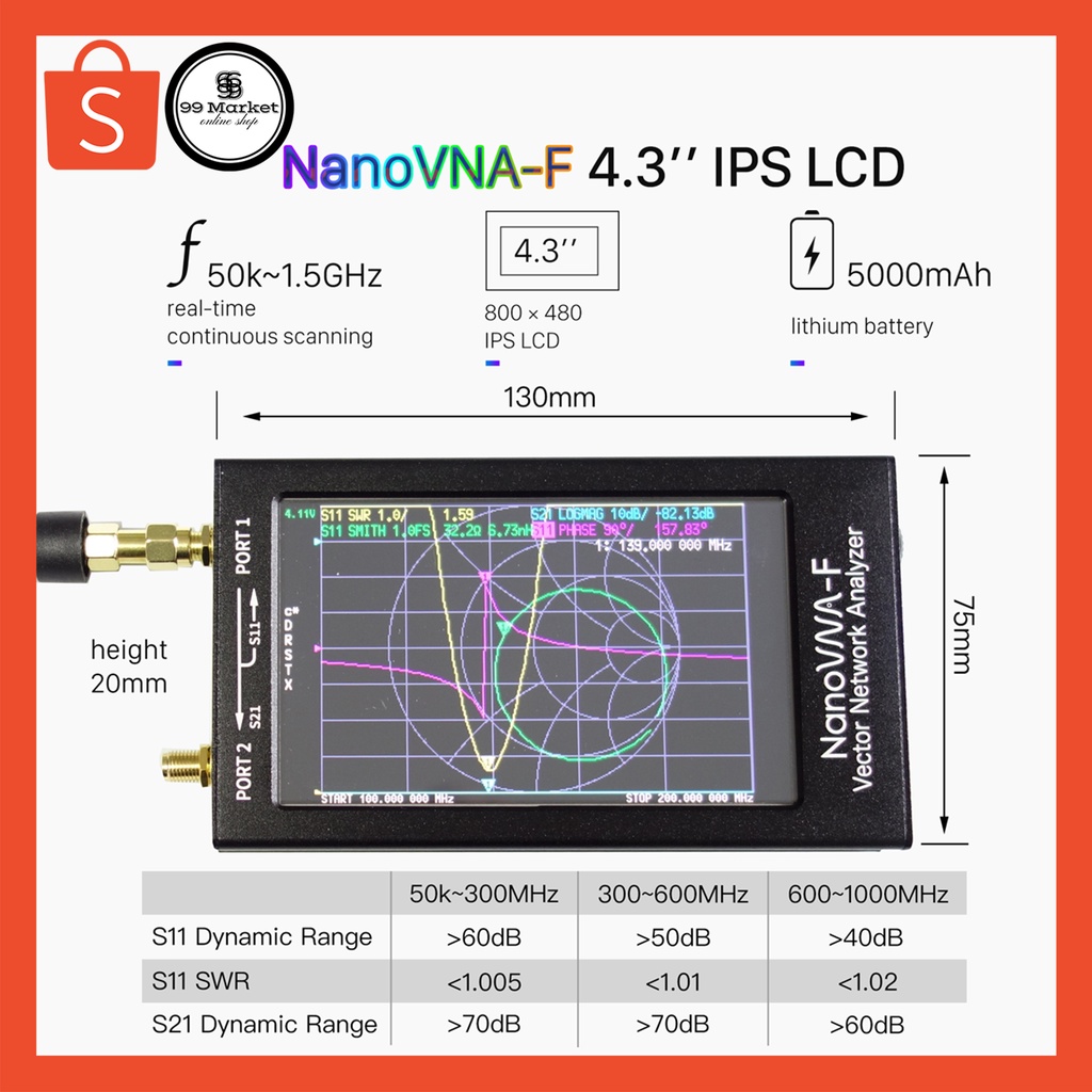 Jual NanoVNA-F 50KHz-1.5GHz DEEPELECT Vector Network Analyzer Nano VNA F SWR Antena Antenna ...