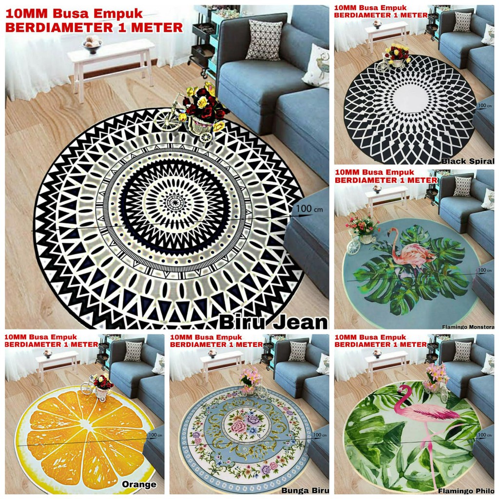 Jual Karpet Bulat Modern Diameter 1 Meter 1kg Muat 1 Buah Dekorasi ...