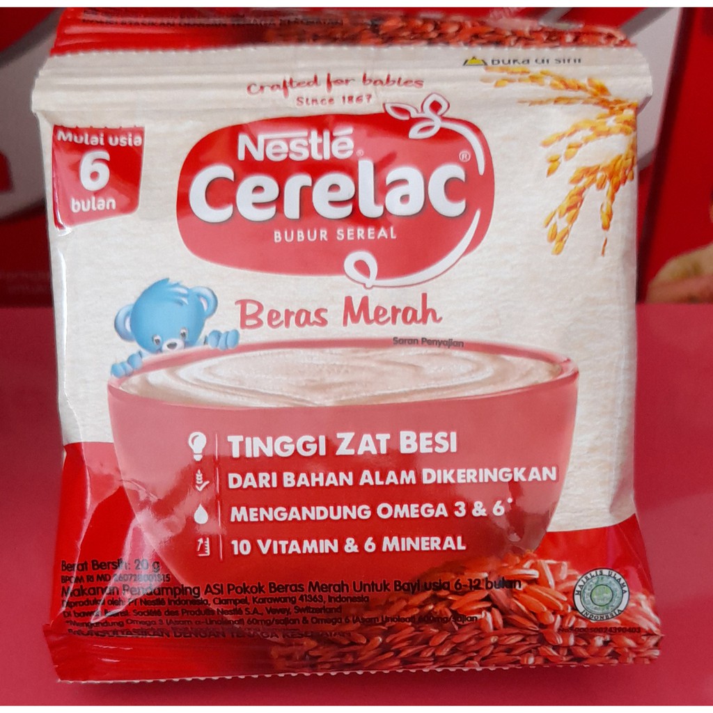 Jual Nestle Cerelac bubur bayi sachet isi 20gr. MPASI beras merah ...