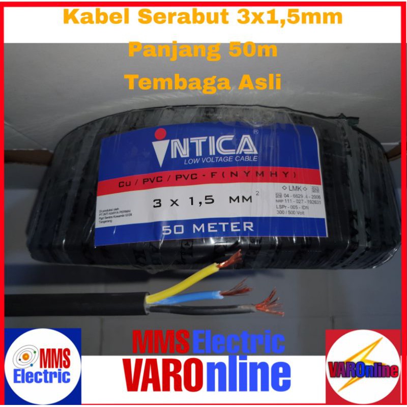 Jual Kabel Listrik/Pompa Satelit Serabut Tembaga 3x1,5mmx50m SNI Intica ...