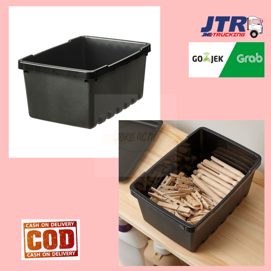 Jual UPPSNOFSAD Kotak penyimpanan hitam uk 25x17x12 cm 4 L, kotak ...