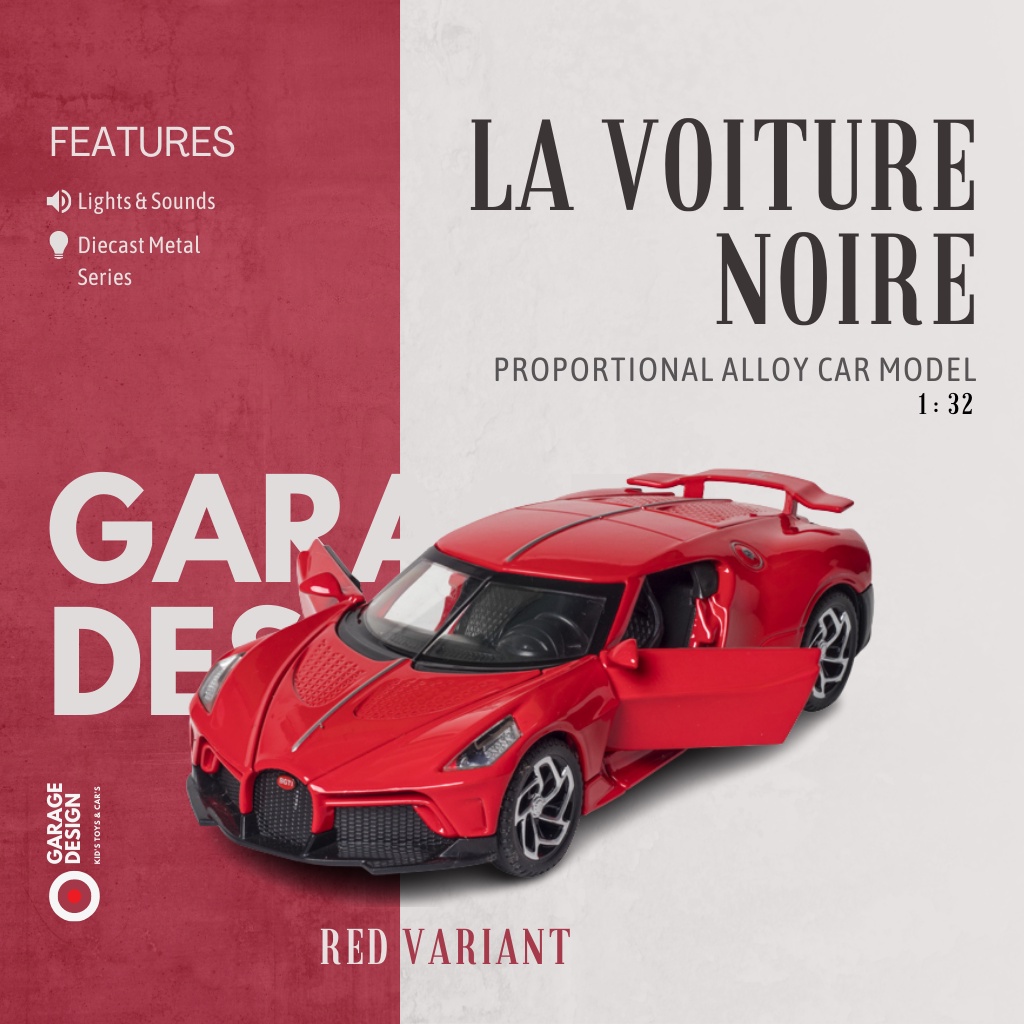 Jual Diecast Miniatur Mobil Bugatti La Voiture Noire Skala 1:32 - Alloy ...