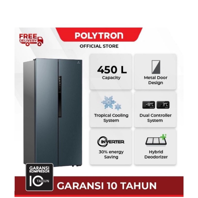 Jual POLYTRON Kulkas Inverter 2 Pintu Side By Side 460L PRS 460B ...
