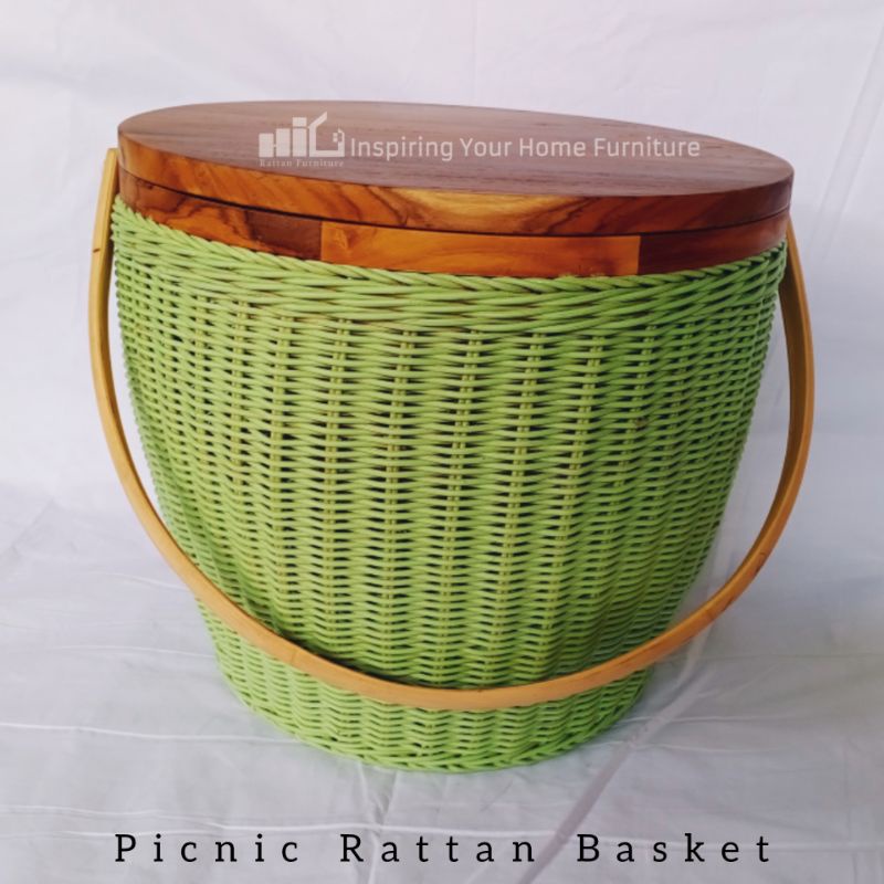 Jual Rattan Picnic Basket Insulated Misty Green Keranjang Piknik Rotan ...