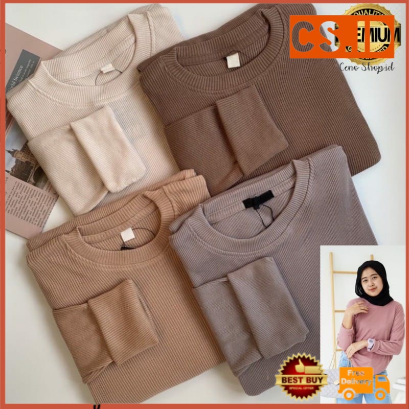 Jual Uju Style Kaos Rib Premium Lengan Panjang / Kaos Polos Lengan Panjang Terbaru Harga ...