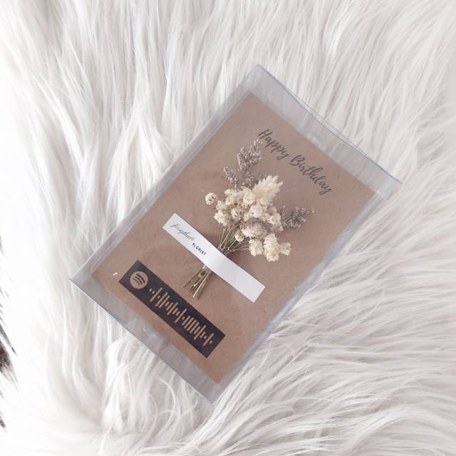 Jual SPOTIFY DRIED FLOWER GREETING CARD BARCODE KARTU UCAPAN ...