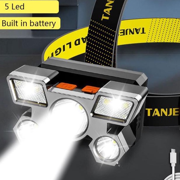 Jual Senter Kepala Mini 5 LED 30W + 10W / Headlamp USB Rechargeable ...