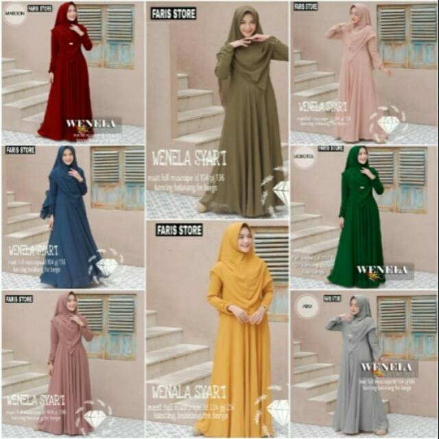 Jual WENELA SYAR'I • Muscrape • Ld. 104 Cm Pj. 136 Cm • Kancing ...