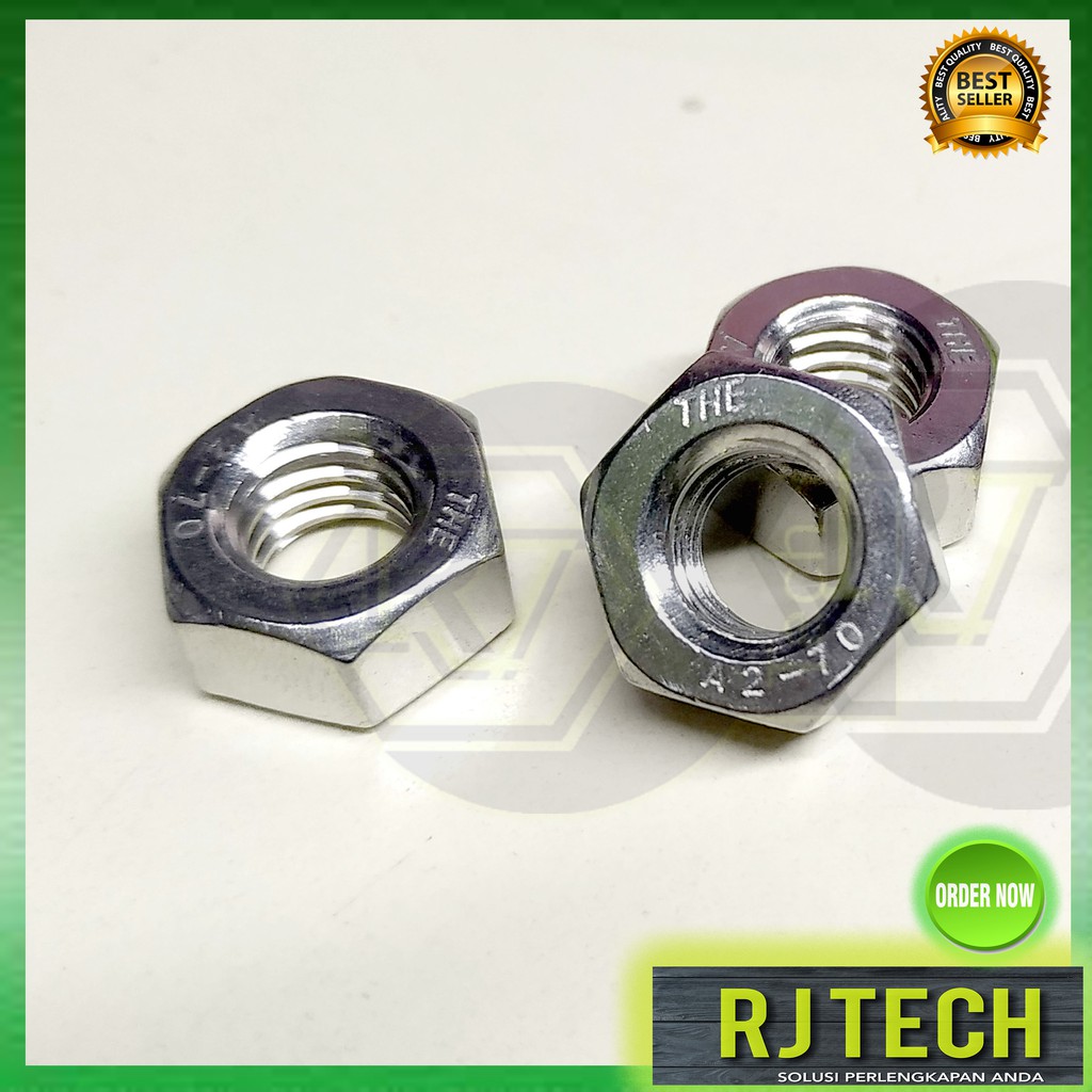 Jual MUR STAINLESS STEEL M10 - HEX NUT SUS304 M10 P1.50 DRAT KASAR K17 | Shopee Indonesia