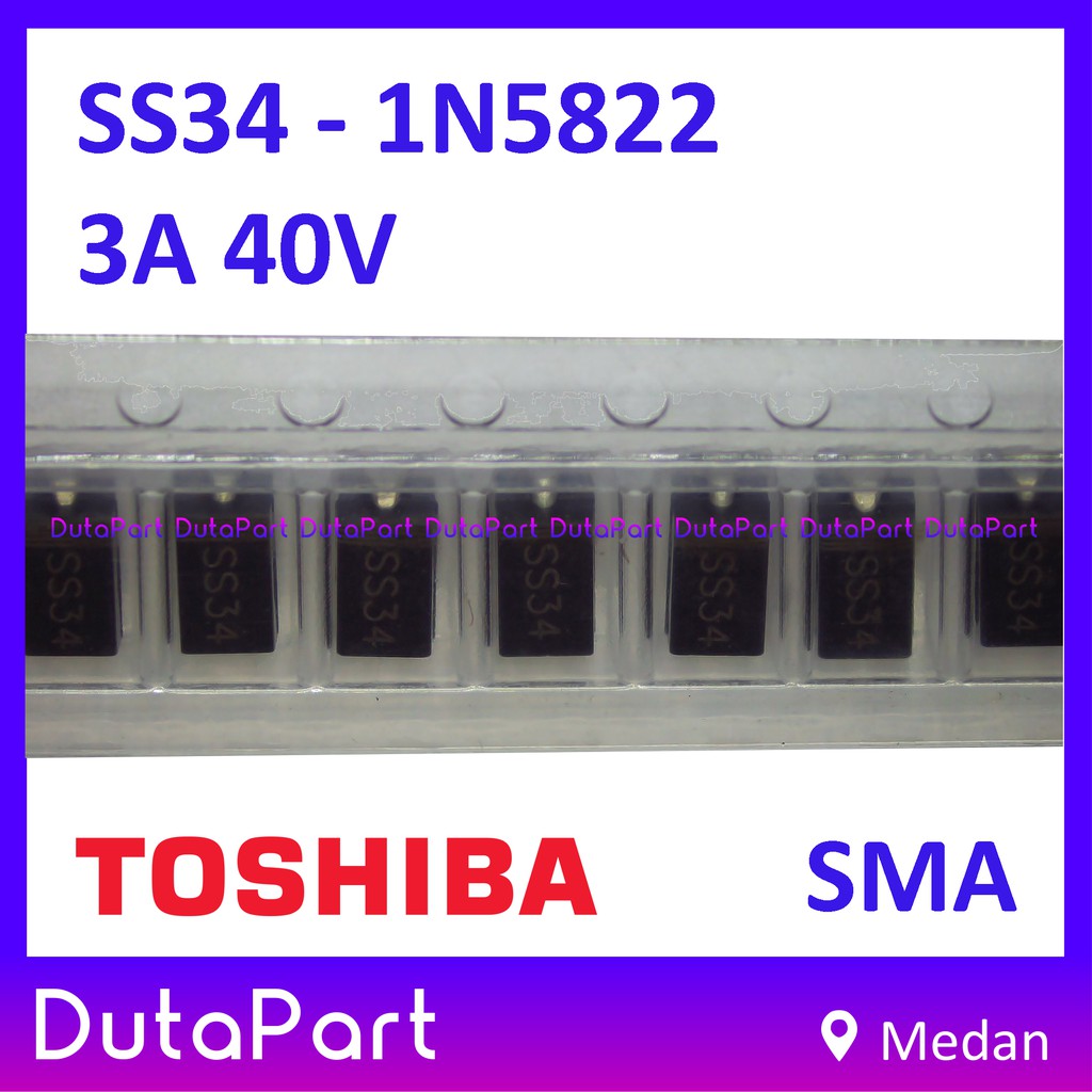 Jual SS34 1N5822 IN5822 3A 40V SMD Schottky Diode Dioda 5822 SS 34 DO ...