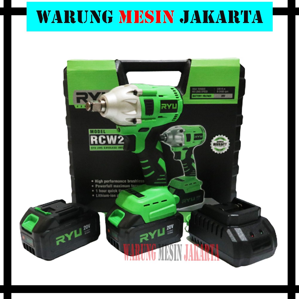 Jual RYU RCW 20 volt Cordless Impact Wrench Bor Baterai Buka Baut Ban 4 ...