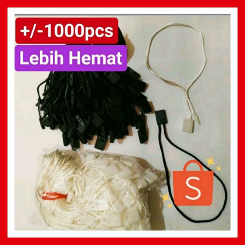 Jual Tali hang tag label baju hangtag benang gantungan hitam putih ...