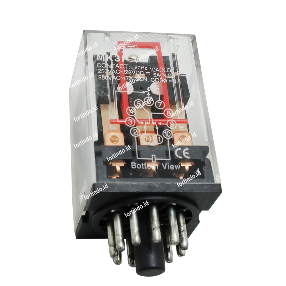 Jual Relay MK3P Coil 11 Pin Kaki 220VAC 24DC 12VDC Tanpa Indikator FORT ...