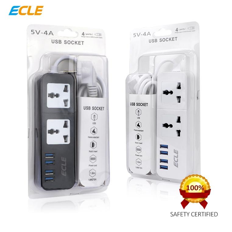 Jual (M3R3) (HOT) ECLE Original Power Strip Stop Kontak Colokan Listrik 2 Power Socket 4 Smart ...