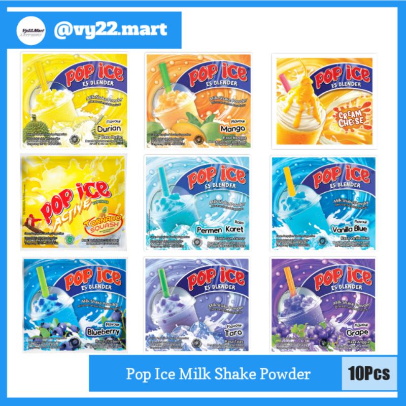 Jual Pop Ice Milk Shake Powder 1 Renceng = 10 Pcs (Part 1) | Shopee ...