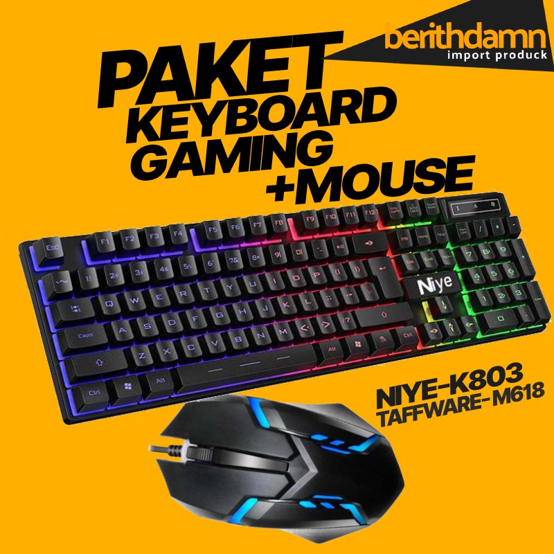 Jual COD paket gaming keyboard with Mouse Gaming RGB LED | Shopee Indonesia