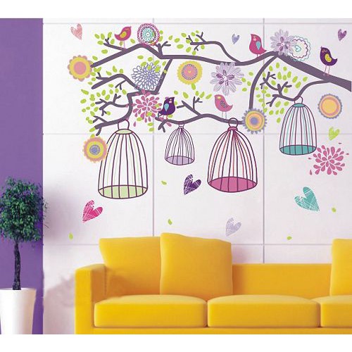 Jual Reliza Wall Stiker Sangkar Ranting Bunga Branch Flower Stiker ...