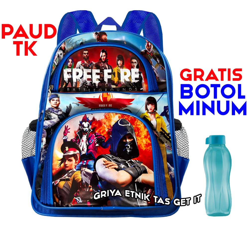 Jual Tas Free fire TK Gratis Botol Minum - Tas ransel anak tk - Tas ...