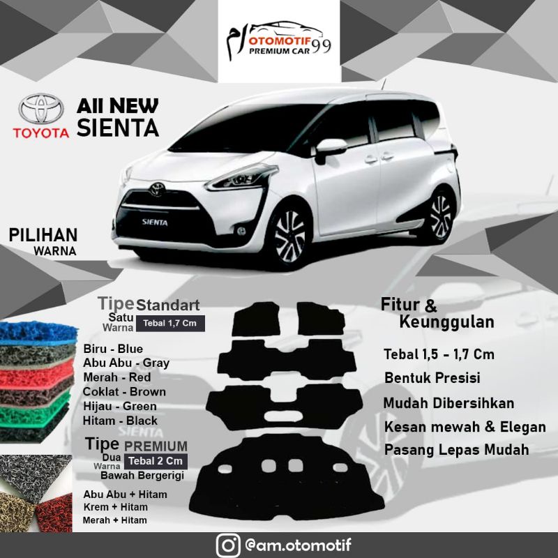 Jual Karpet mobil sienta mie 2 warna premium tebal 2 cm bawah gerigi ...
