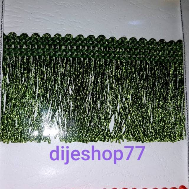 Jual Renda rumbai hijau botol lebar 4cm / renda dayak 4 cm / renda ...
