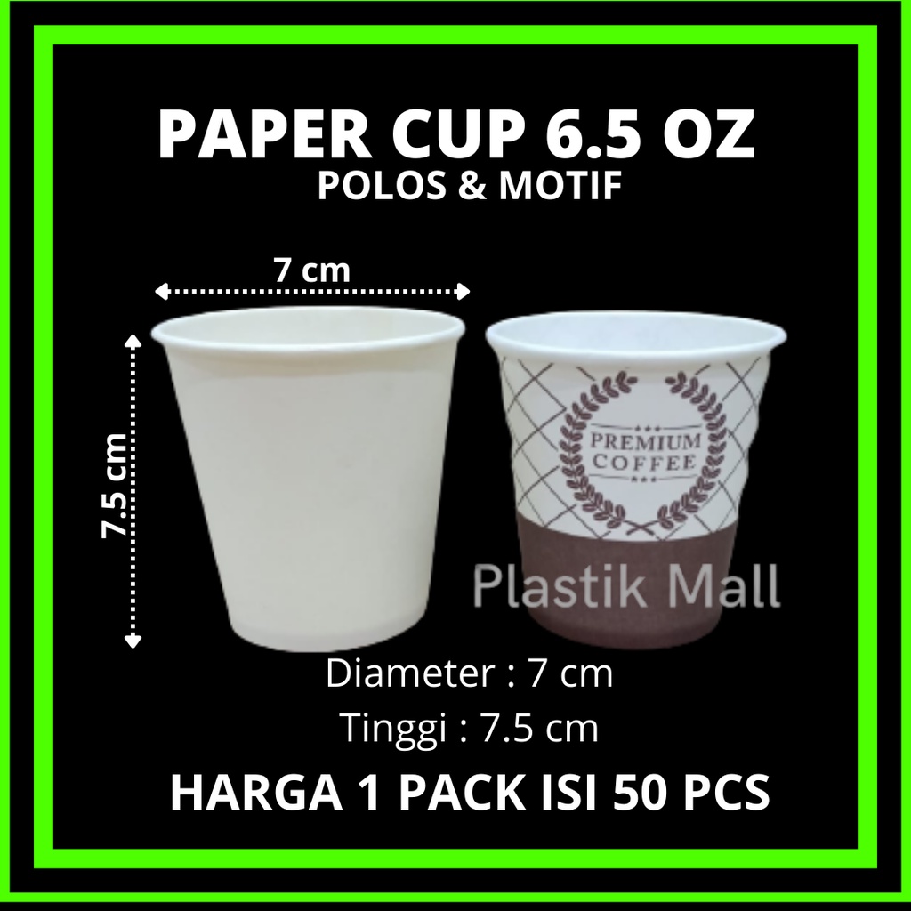 Jual Paper Cup 6.5 oz Gelas Kertas Motif Polos 6.5oz Isi 50pcs / GELAS Kertas Paper cup 6,5 OZ ...