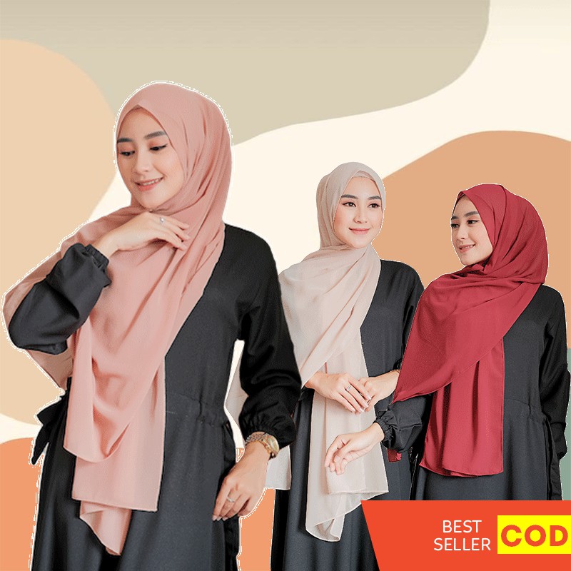 Jual 180x75 JILBAB PASHMINA CERUTY BABYDOLL PREMIUM / PASHMINA LOZY CERUTI BABYDOLL TEPI JAHIT ...