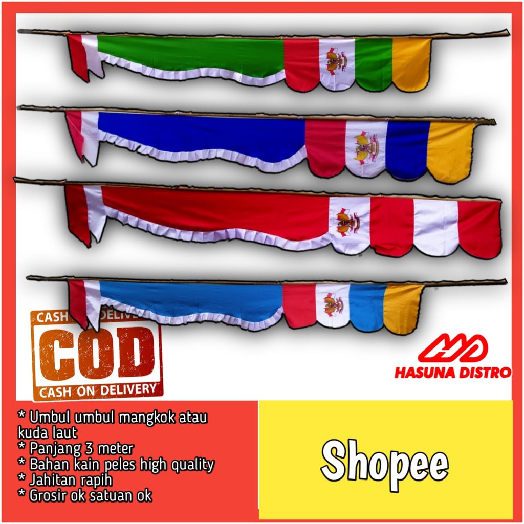 Jual [ ISI 10 ] Bendera Umbul Umbul Mangkok atau Umbul Umbul Kapsul ...