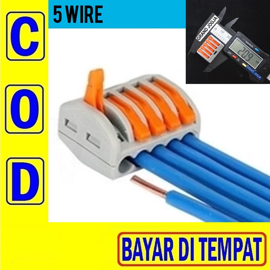 Jual LOR 35J TERMINAL 5 WIRE ABU Connector Compact Block Lever Cage Clamp Alat Penyambung Kabel ...