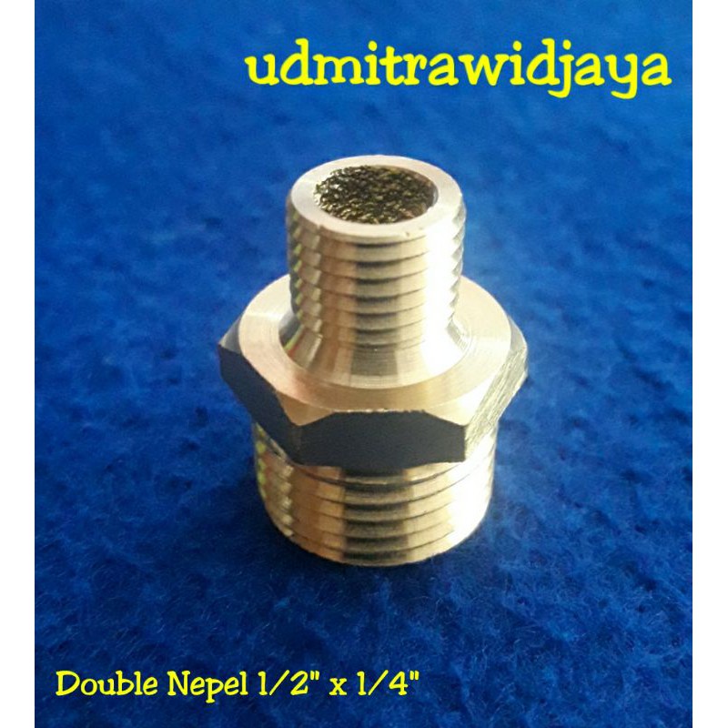 Jual Double Nepel Double Drat Luar Nepple Kuningan Adapter Drat Pipa Kompresor 1/2" x 1/4 ...