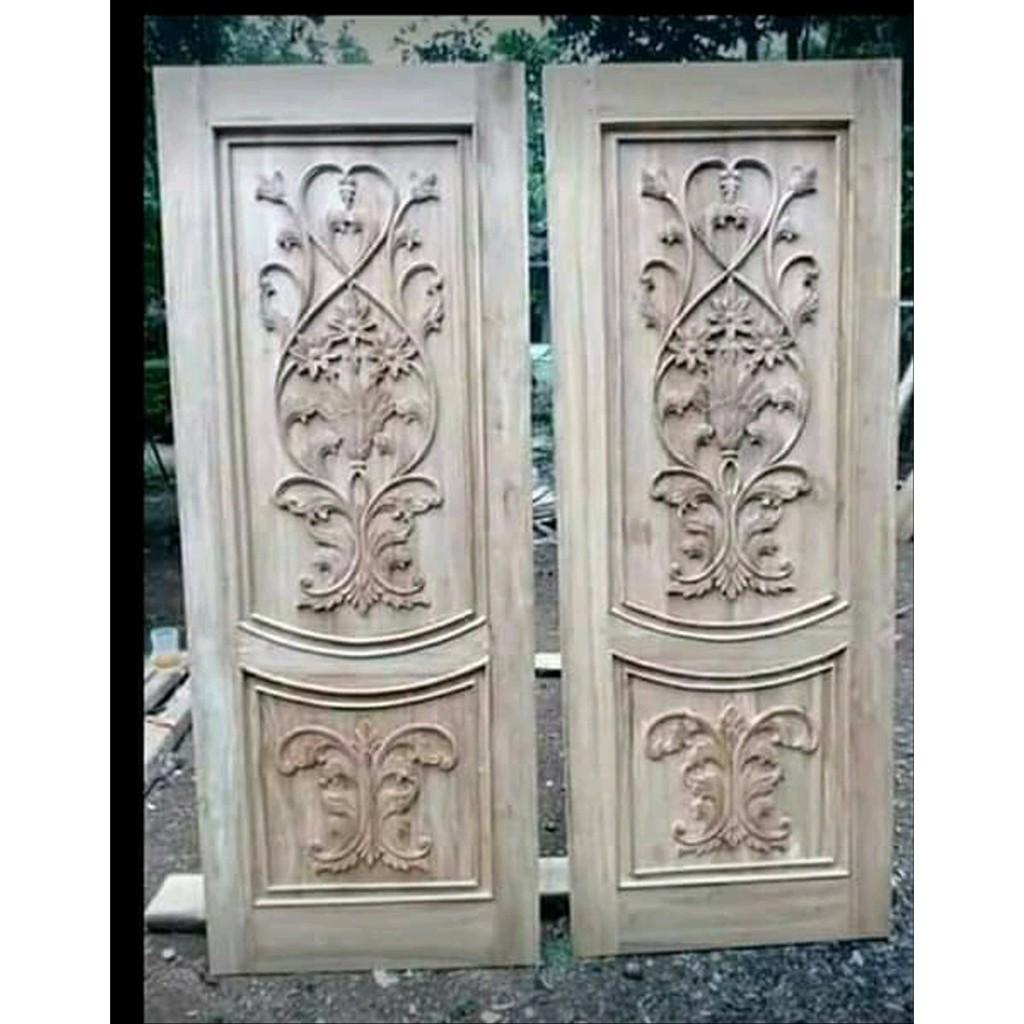 Jual pintu rumah ukiran kayu jati | Shopee Indonesia