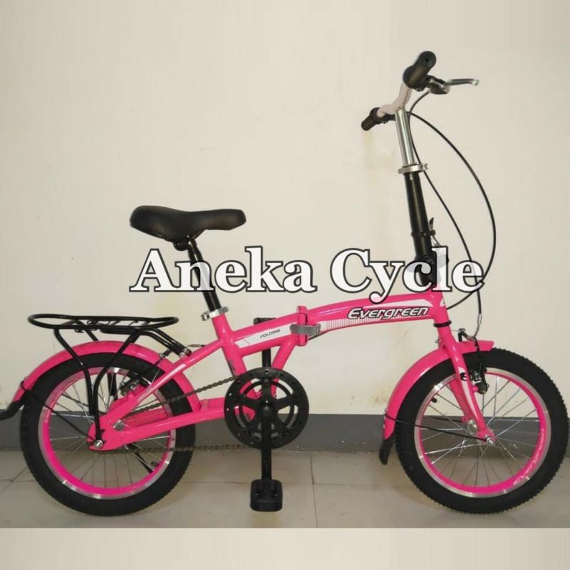 Jual Sepeda Lipat Anak Dewasa Folding Bike Evergreen Ukuran 16 1 speed | Shopee Indonesia